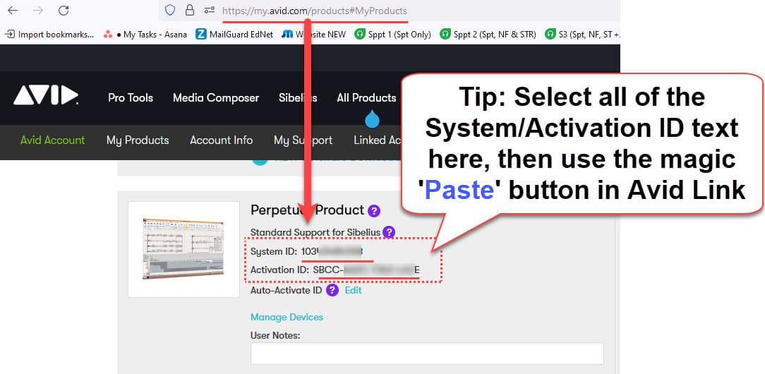 Manual activation of Sibelius Ultimate with the Avid Link application ...
